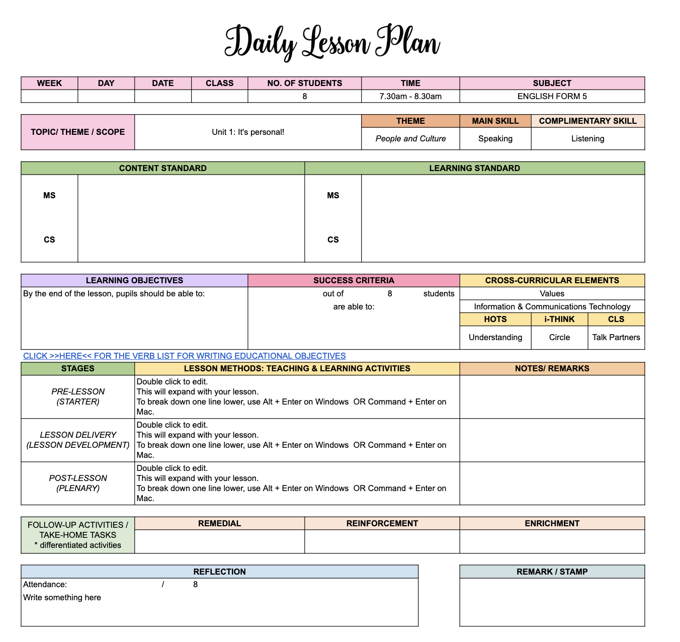 Kssm English Lesson Plan For Form 2 Sample Lesson Plan Linguistics Vrogue